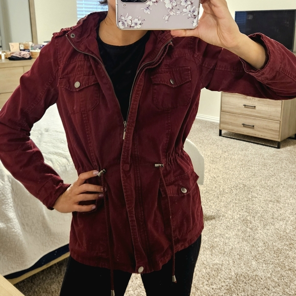 New Look | Jackets & Coats | New Look Utility Wine Jacket | Poshmark